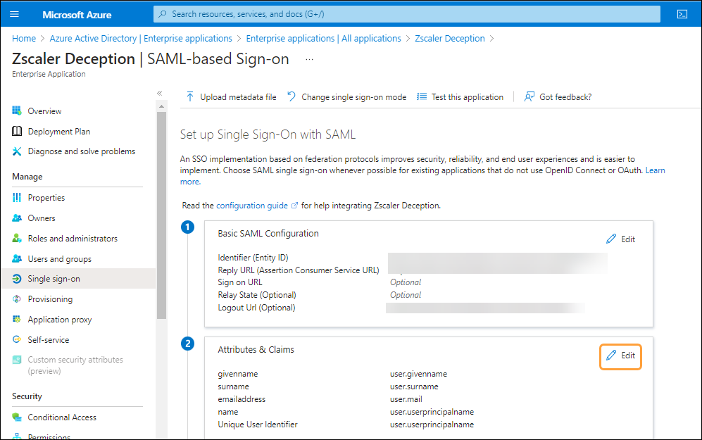Microsoft Azureアクティブ ディレクトリー シングル サインオン用のSAMLの設定 | Zscaler
