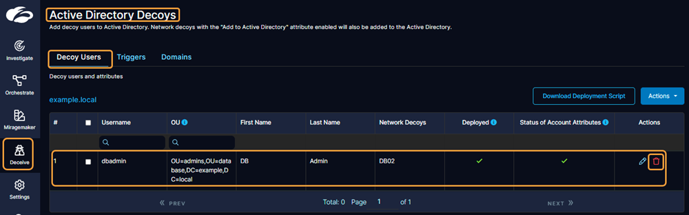 Editing or Deleting a Decoy Active Directory User | Zscaler