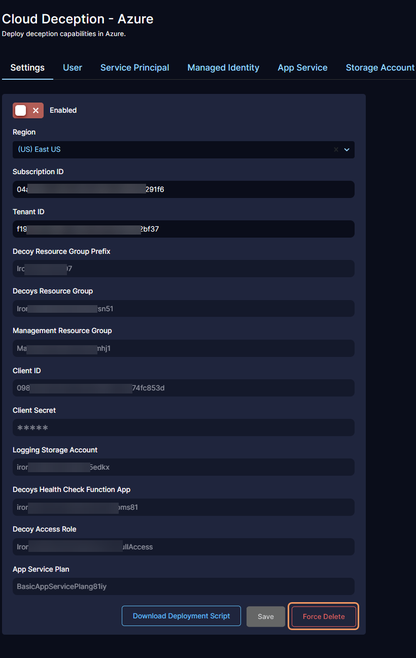 Azure Force Delete Option