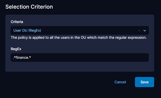 Specifying Selection Criterion | Zscaler