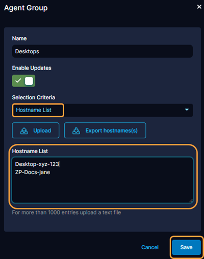 Landmineエージェントグループの追加 | Zscaler