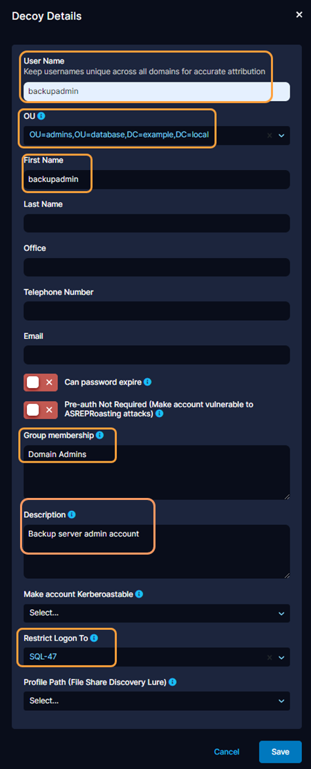 Configuring an AD privileged service account