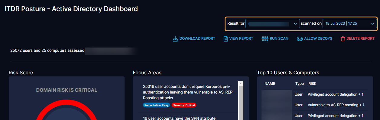 Zscaler ITDR Active Directoryの評価ポスチャ レポートの表示 | Zscaler