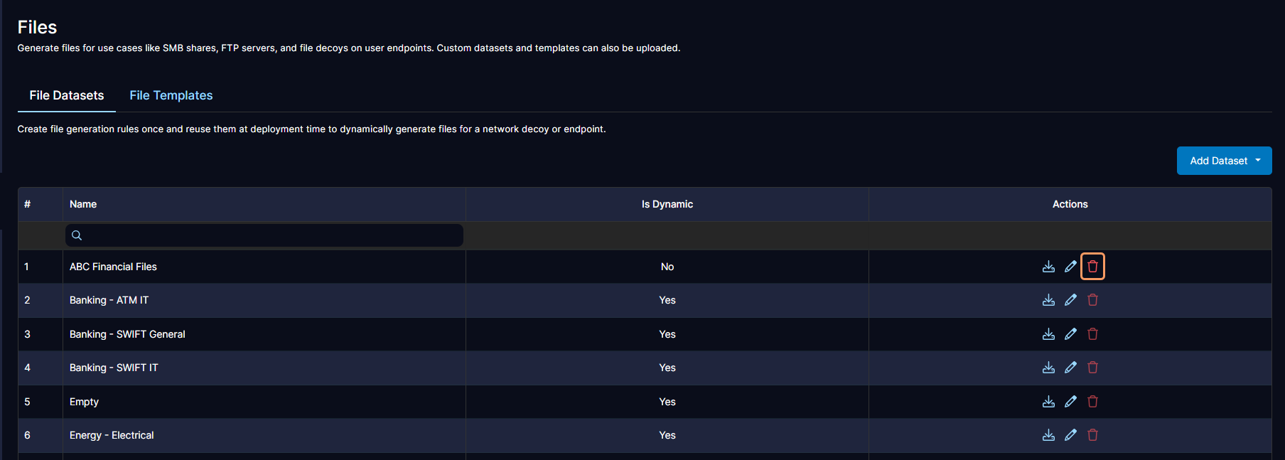 Editing or Deleting a File Dataset | Zscaler