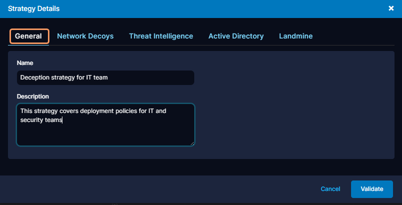 Configuring Deception strategy general settings