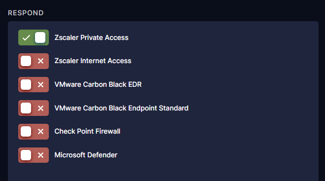 ZPA封じ込めレスポンスの構成