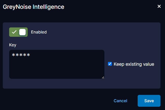 Configuring GreyNoise Intelligence enrichment integration