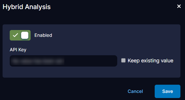 Configuring Hybrid analysis enrichment integration