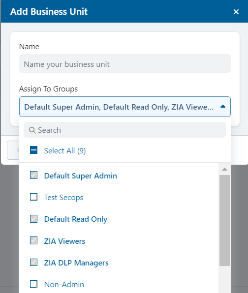 Default business units