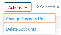 Change business unit for bulk accounts