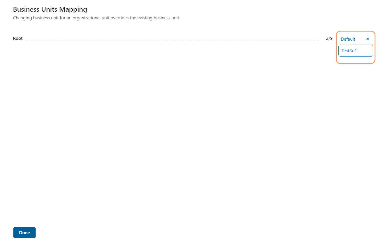 Assign business units for OU