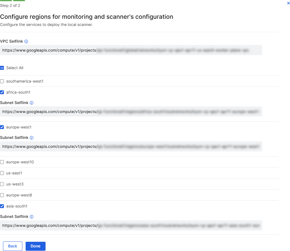 Configure Regions Window