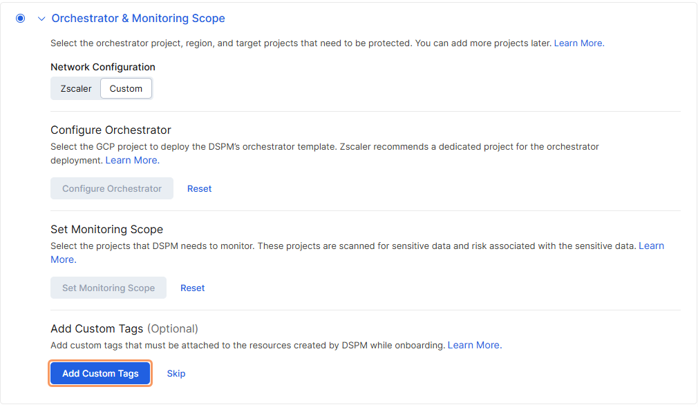 Add Custom Tag button