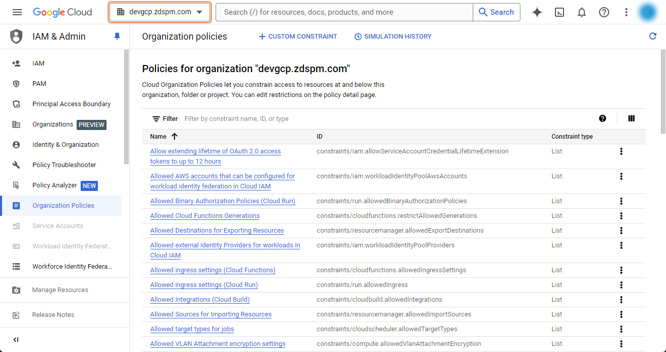 GCP Project Picker Window