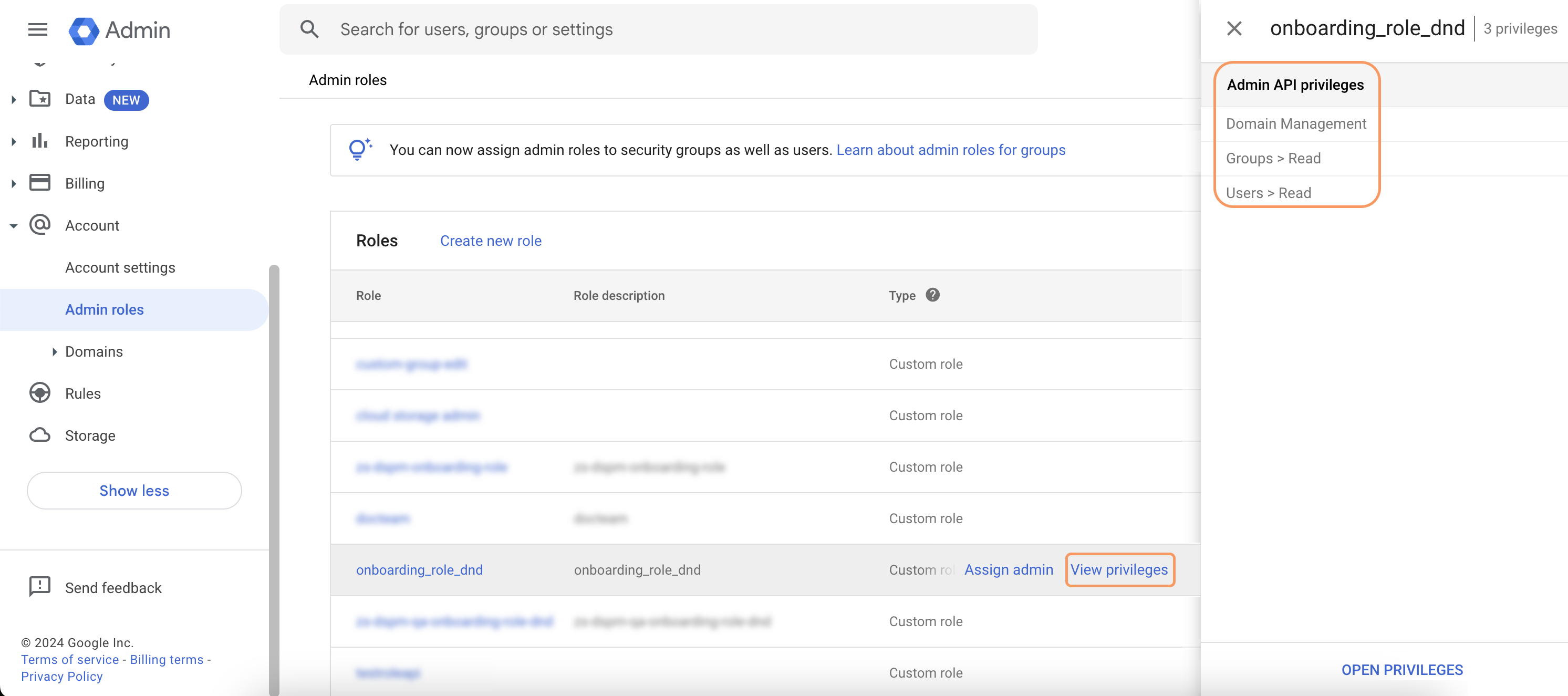 Google Admin Console Roles