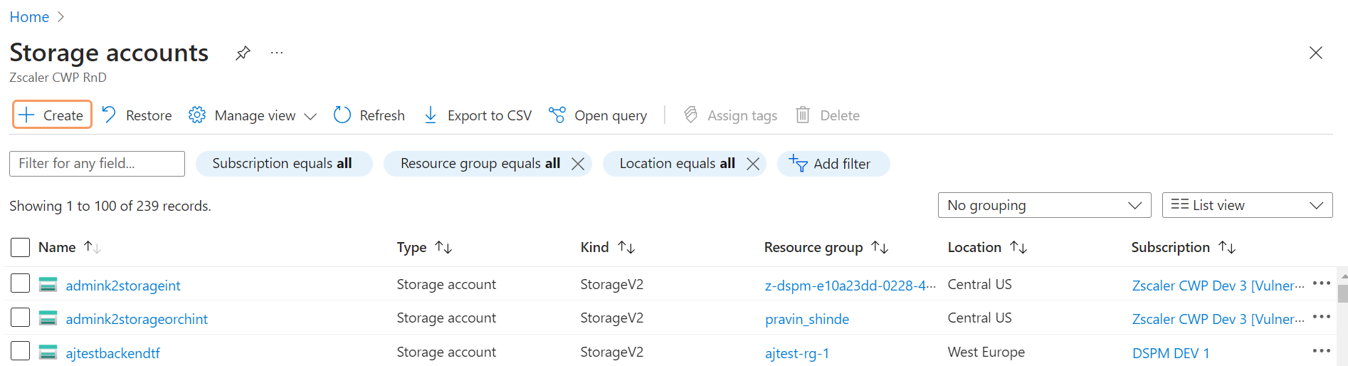 Create Storage Account