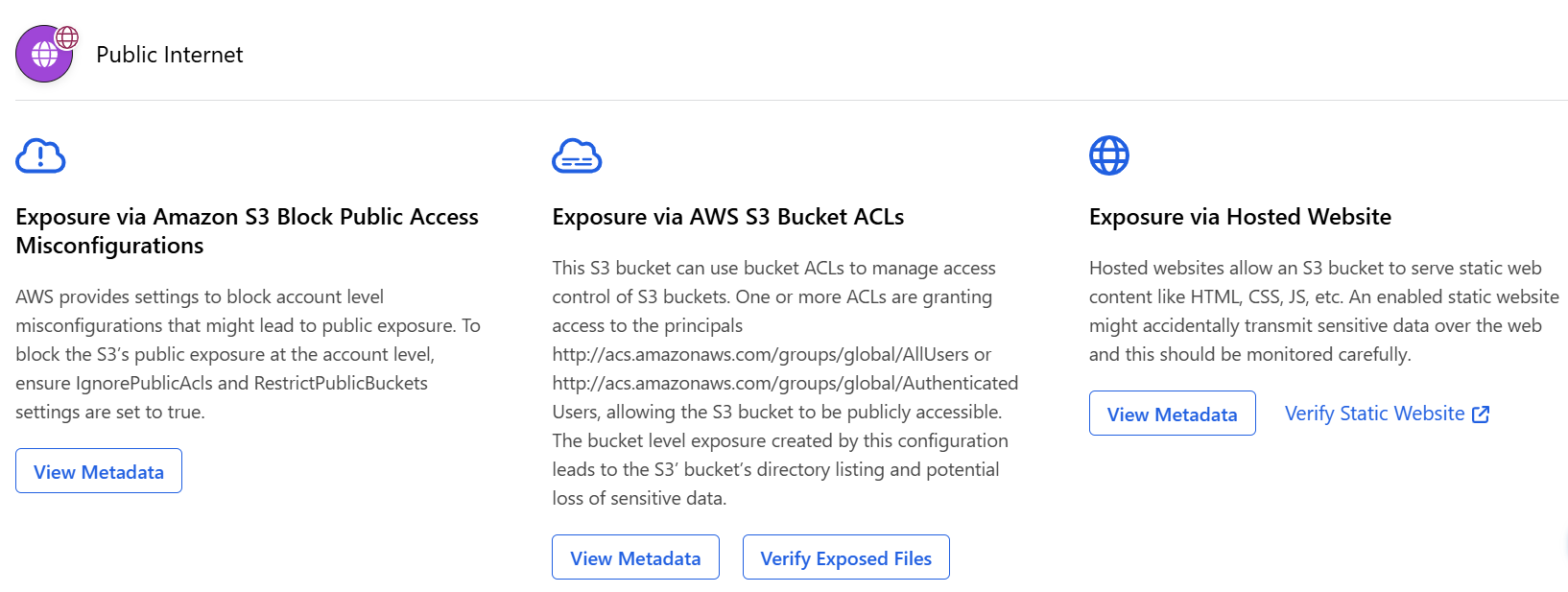 Viewing public internet drawer for storage buckets