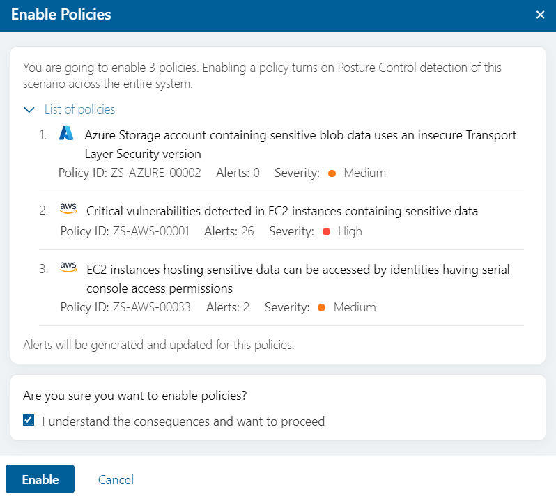 Enable or disable multiple policies