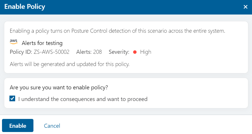 Enabling a policy for a resource