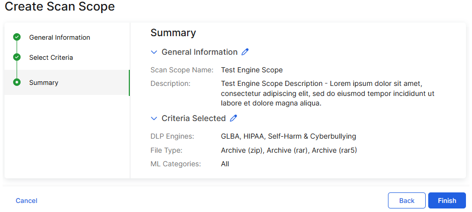 Scan Scope Summary