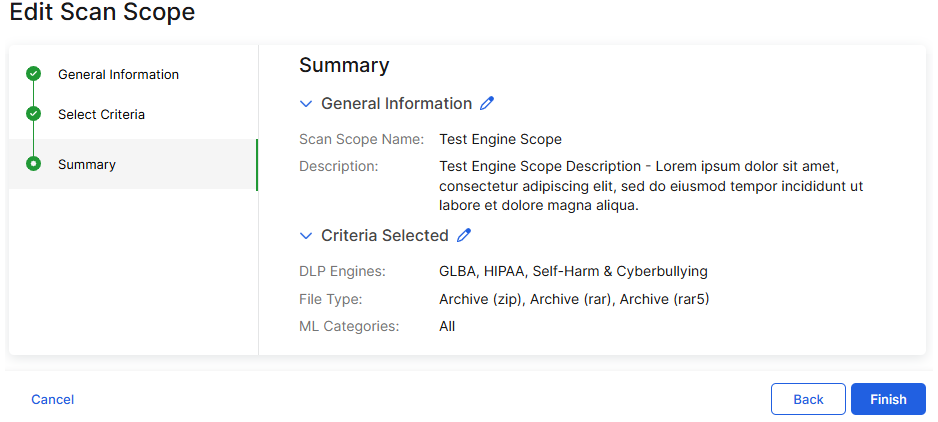 Scan Scope Summary