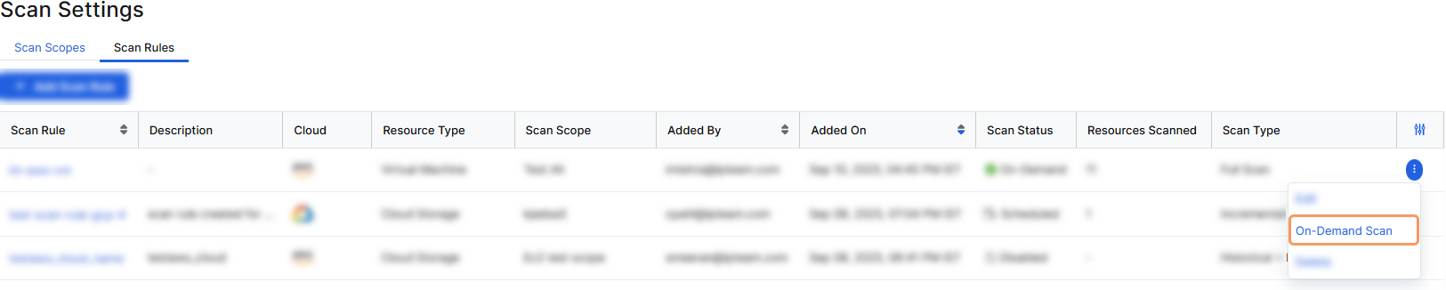 Scan Rule - Run On-Demand Scan