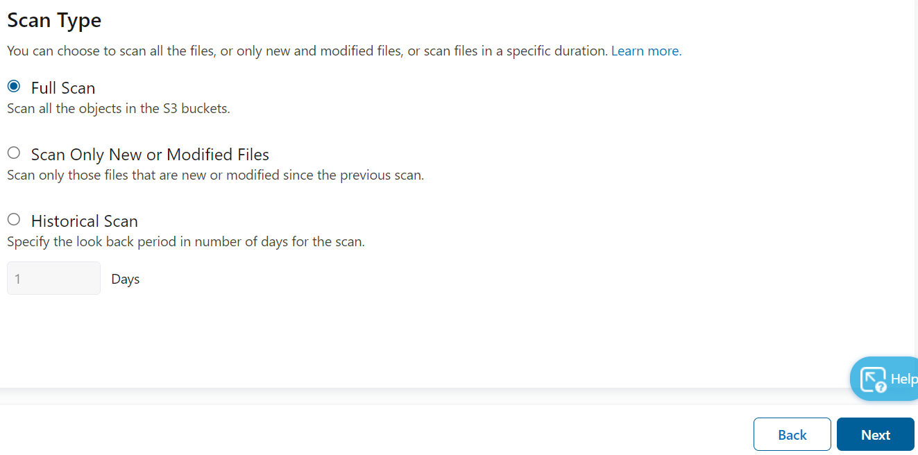 Selecting the Scan Type