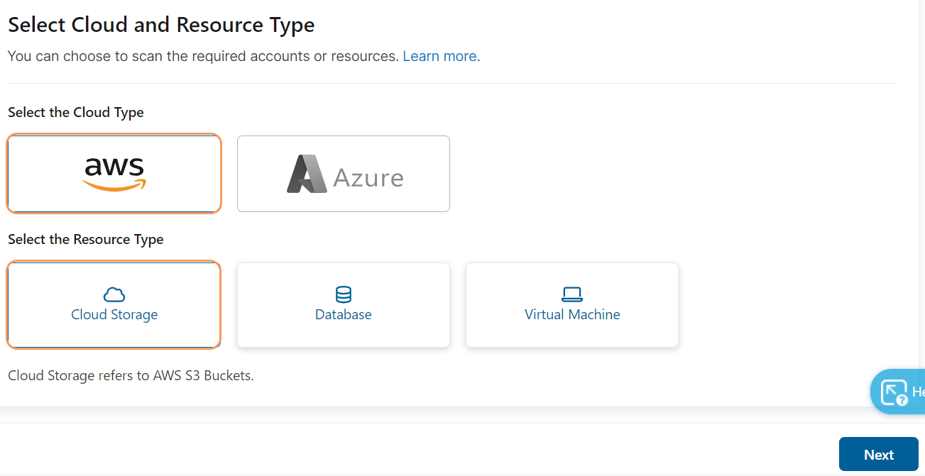 Select the Cloud Type and Resource Type