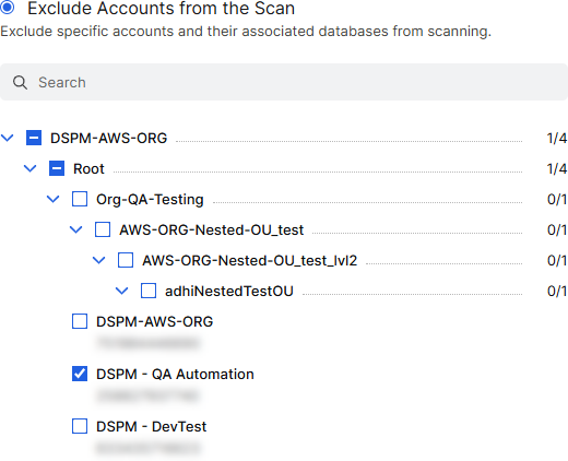 Excluding specific accounts from the scan