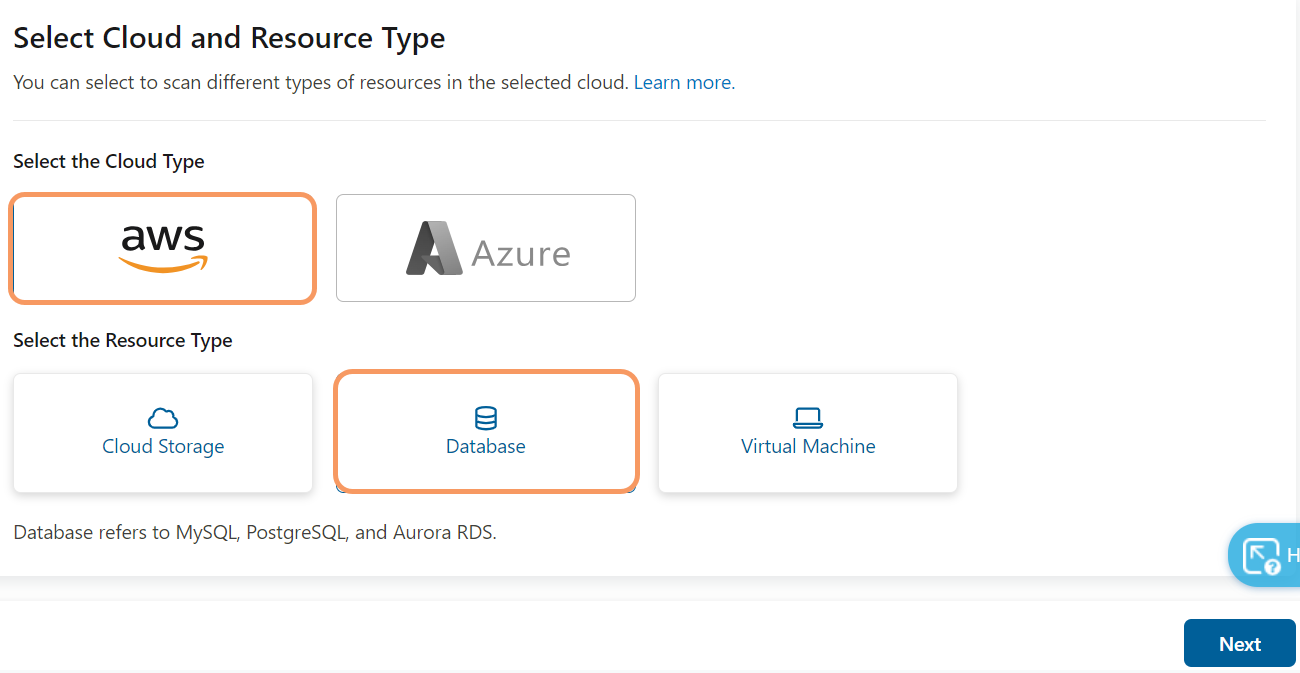Configuring Scan Settings for AWS Database | Zscaler