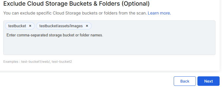 Exclude storage buckets/folders from the scan