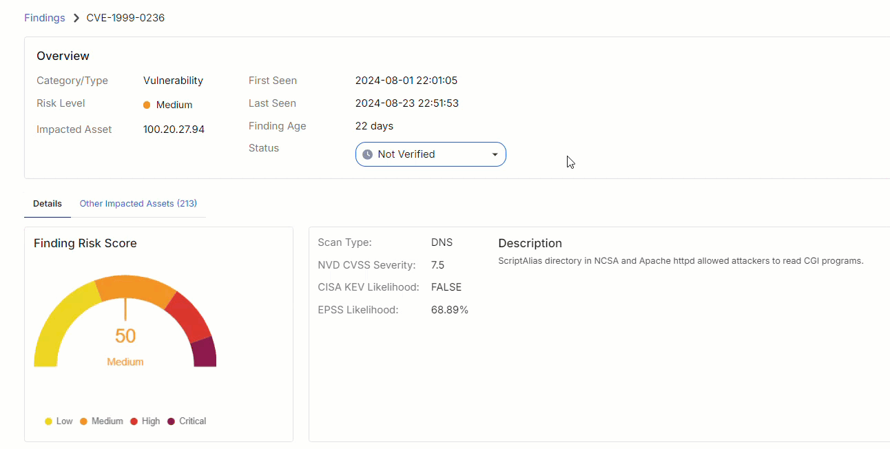 EASM Finding Status Change