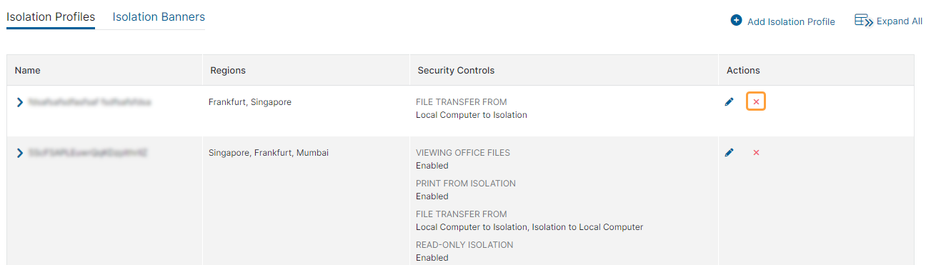 Deleting an Isolation Profile for ZPA | Zscaler