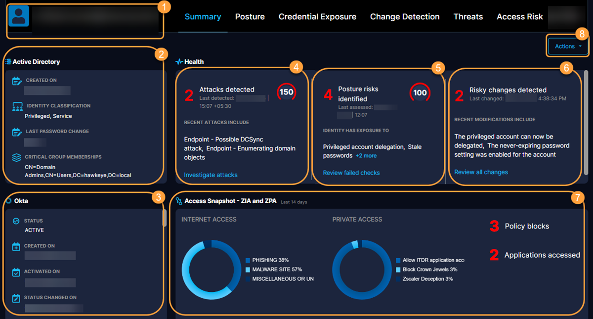 Viewing the posture summary of affected AD user