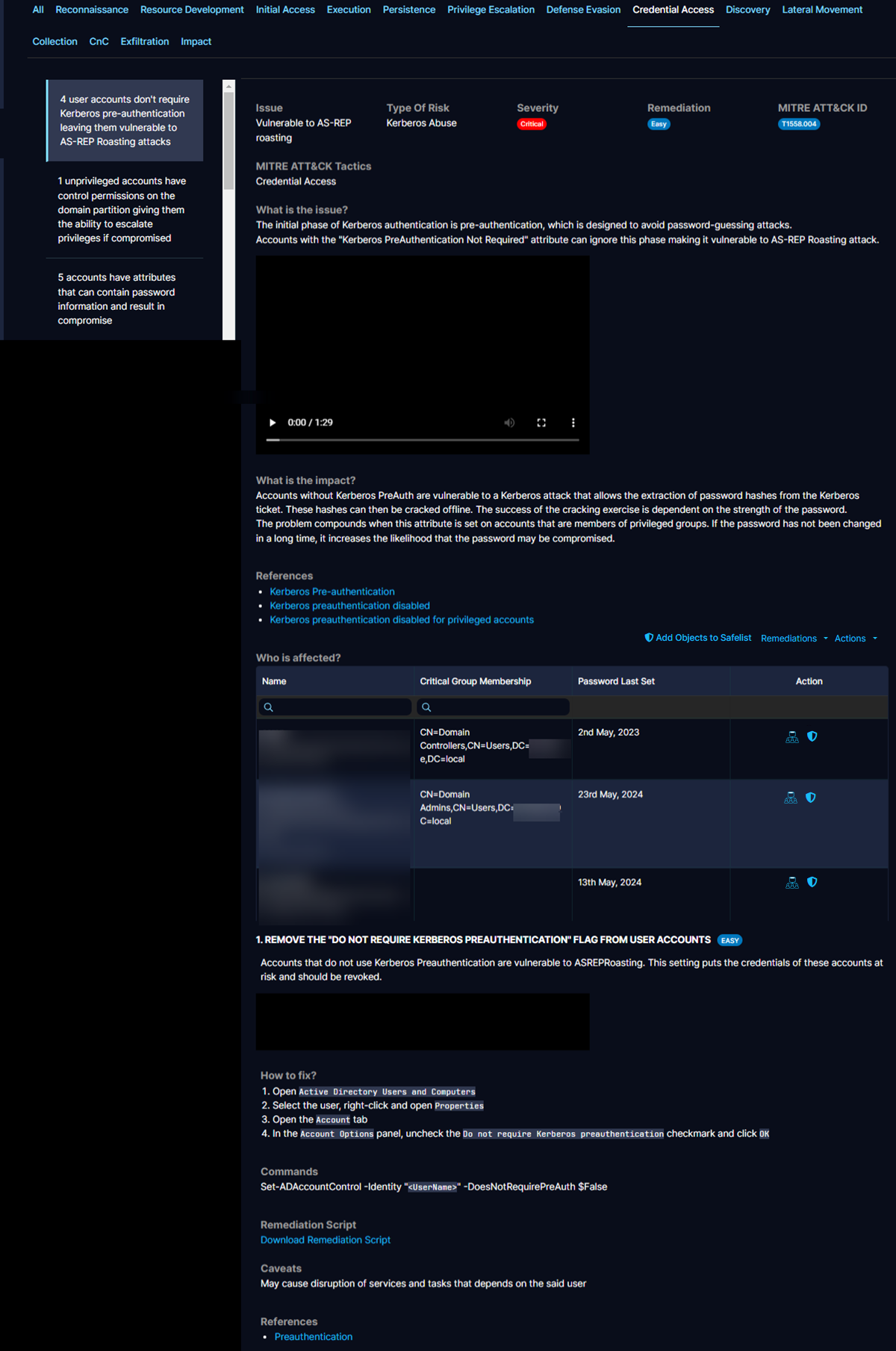 Viewing AD issues by MITRE ATT&CK