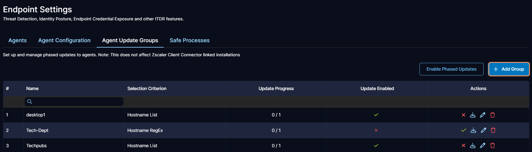 エージェント更新グループの追加 | Zscaler