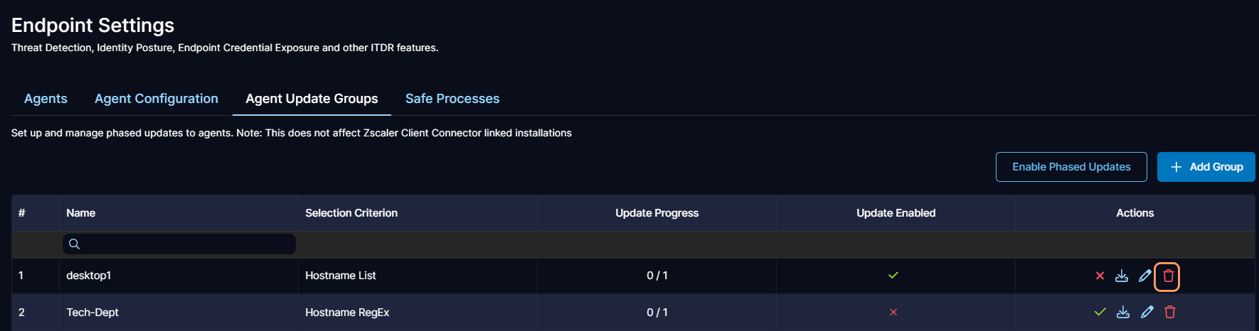 エージェント更新グループの管理 | Zscaler