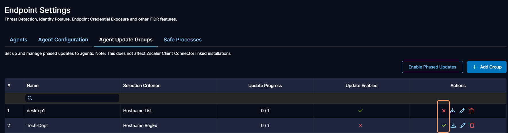 Managing Agent Update Groups | Zscaler