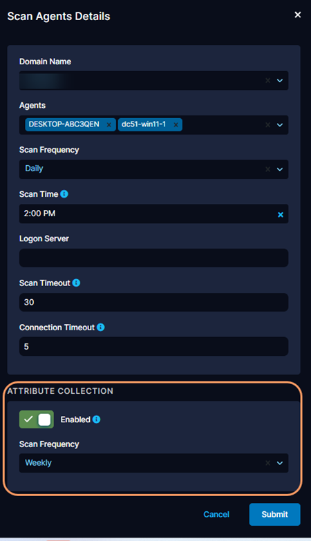Enabling AD attribute collection and frequency