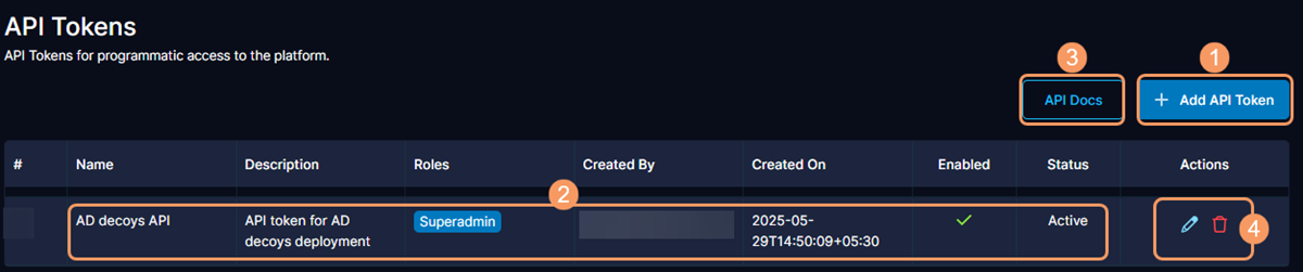 About the API Tokens page