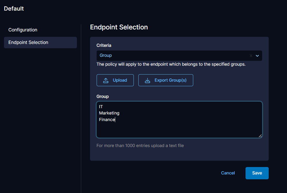Group selection criterion