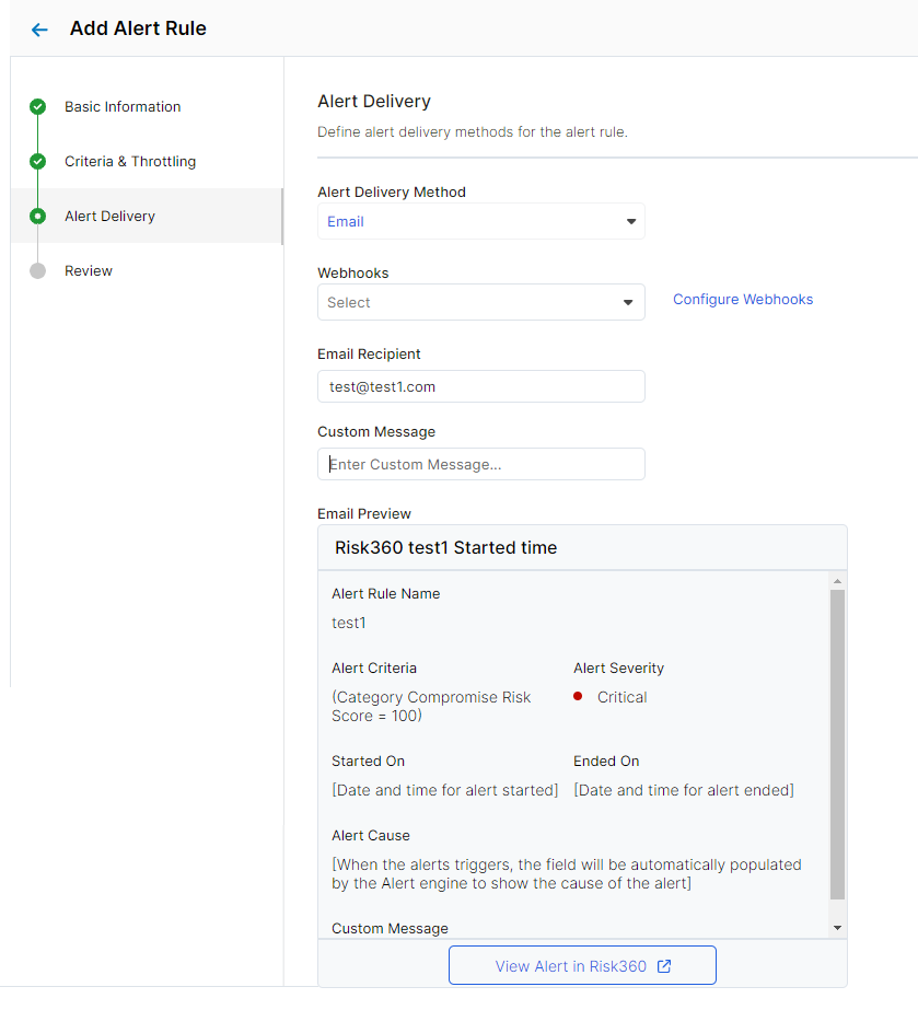 Configuring an Alert Rule | Zscaler
