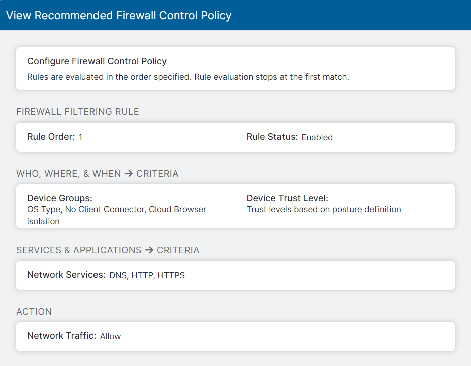 Recommended Firewall Filtering Rule