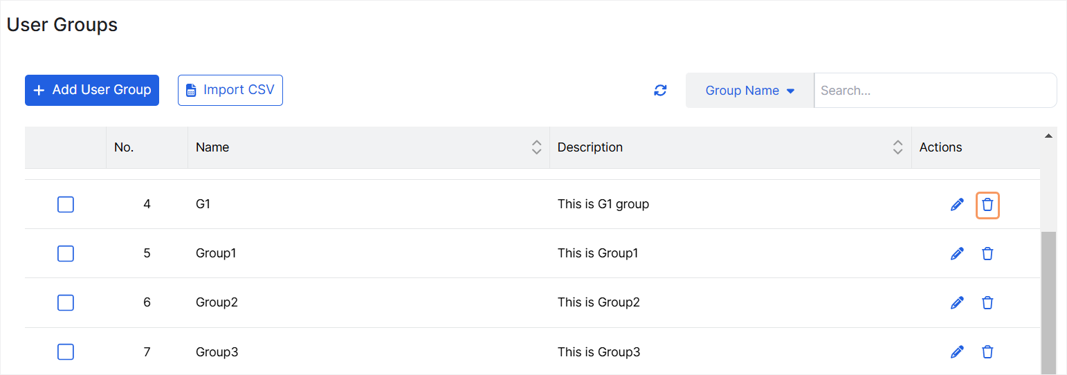 Clicking Delete icon