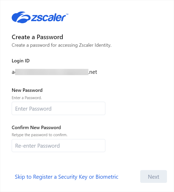 Creating a new password