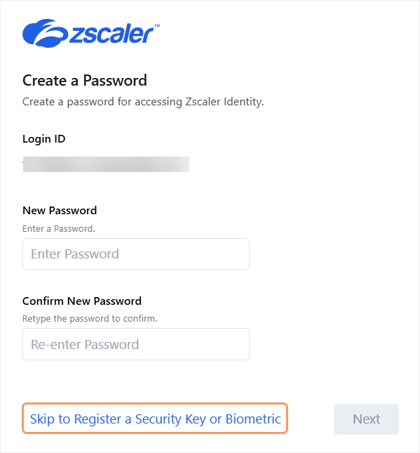Skip or register a security key or biometric
