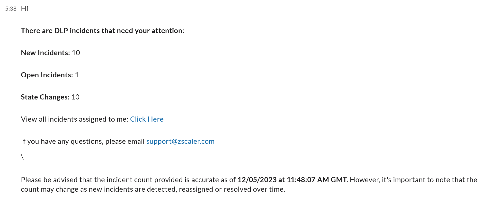 Responding to a DLP Admin Digest Notification | Zscaler