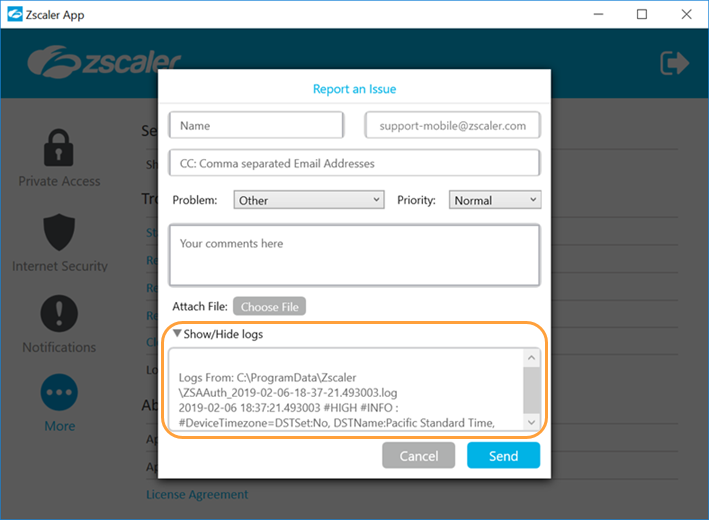 Configuring User Access to Support & Logging for the Zscaler App | Zscaler