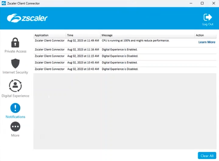 Zscaler Client Connectorのセルフ サービス通知 | Zscaler