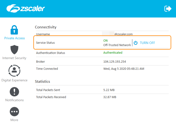 接続ステータス